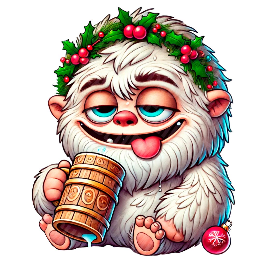 Humorous Yeti Christmas Png, Playful Bigfoot Png, Quirky Silly Humorous ...