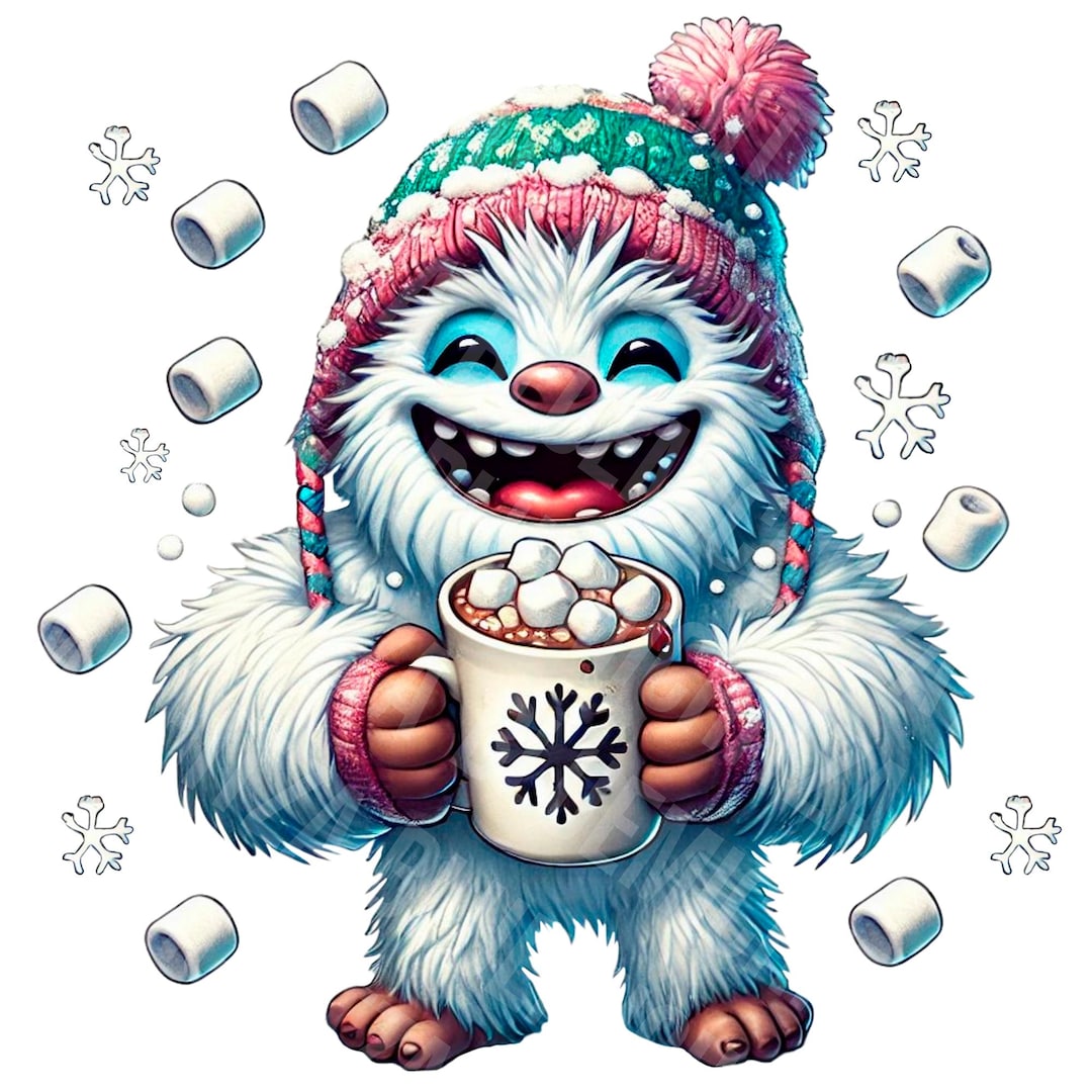 Cozy Winter Yeti PNG, Christmas Designs PNG, Cute Christmas Character ...