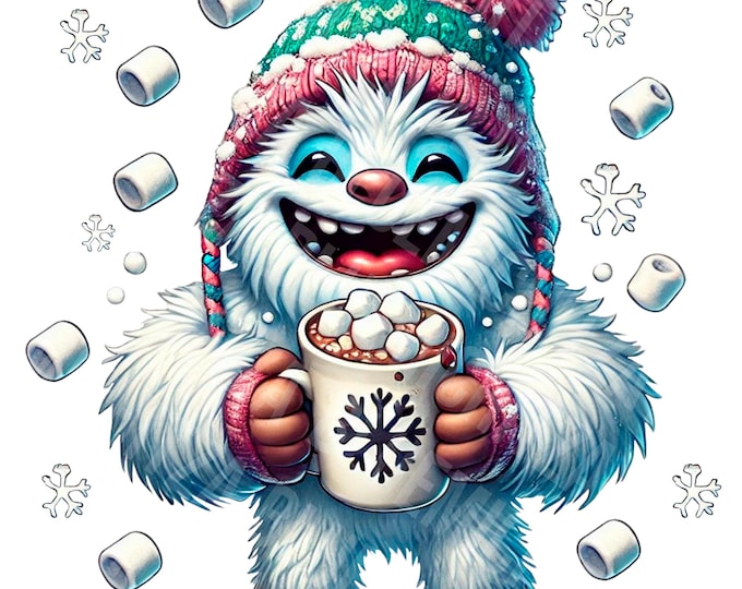 Cozy Winter Yeti PNG, Christmas Designs PNG, Cute Christmas Character ...