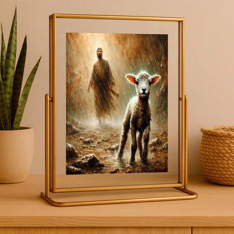 Lost Lamb Art DIGITAL DOWNLOAD FILE, Jesus Running After a Lost Lamb ...
