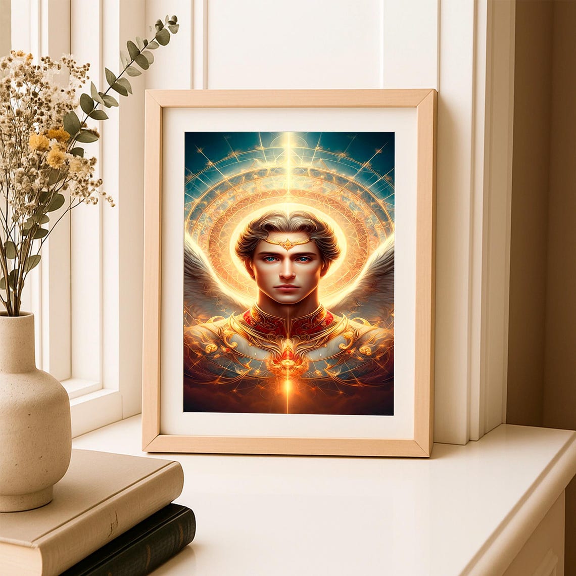 Archangel Uriel Divine Light Artwork, Angelic Wisdom Peace, Flame of ...