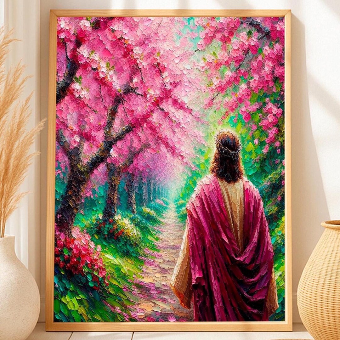 Jesus Christ Wall Art, Pink Christian Wall Art, Religious Home Decor ...