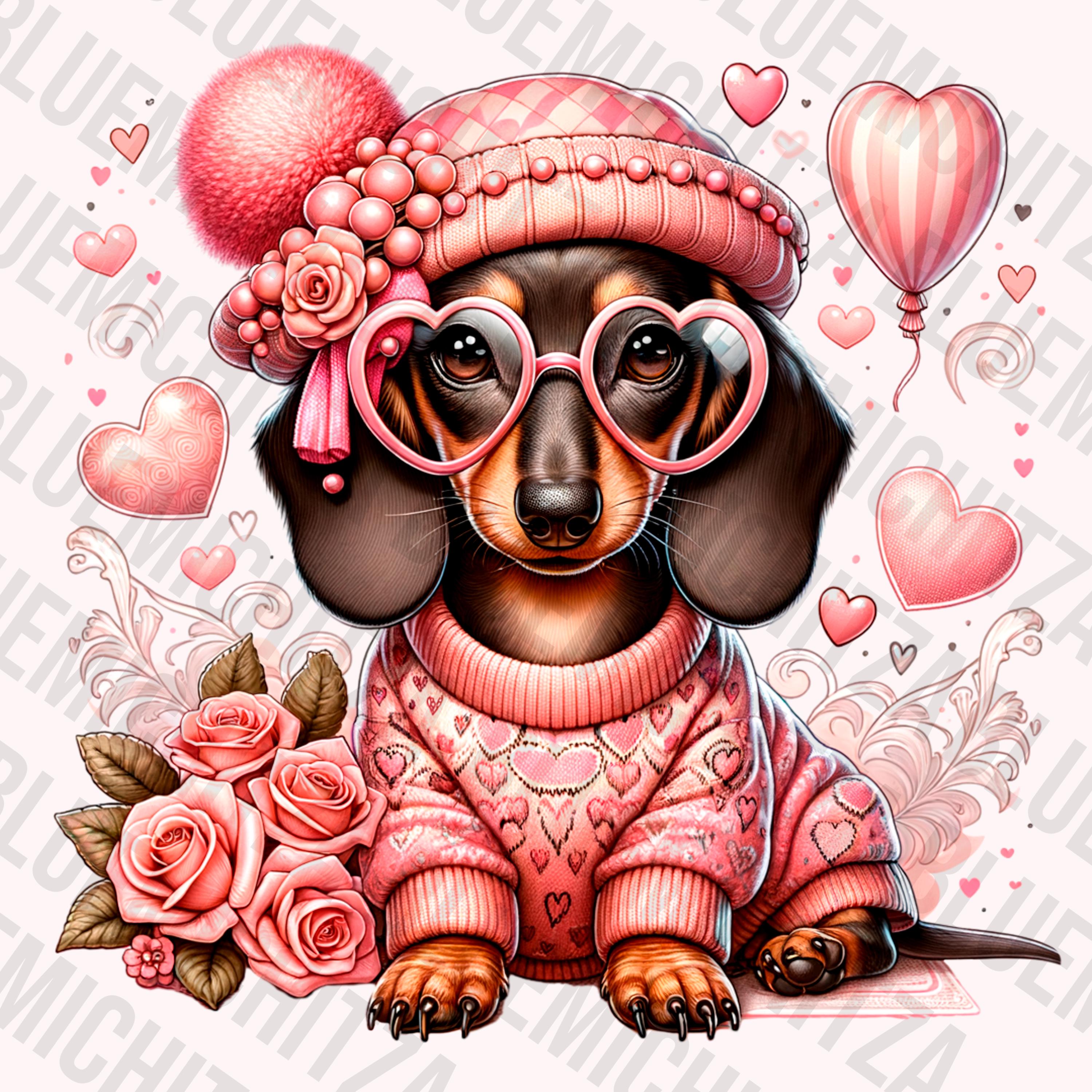 Valentine Dachshund Dog, Sausage Dog Png, Valentine's Day Dog Mom Png ...