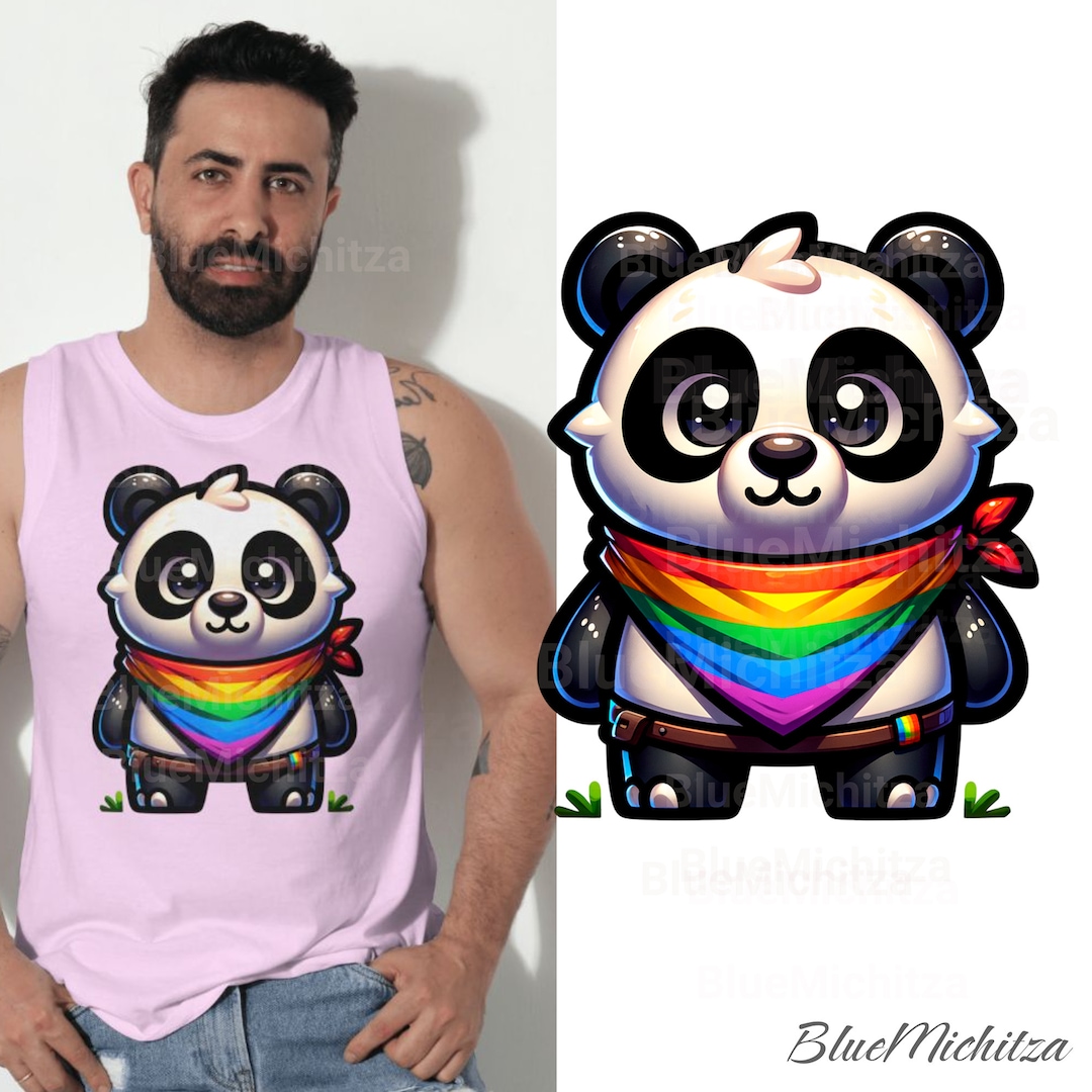 Panda Clipart for Sublimation & DTF Printing, Rainbow Bandana Design ...