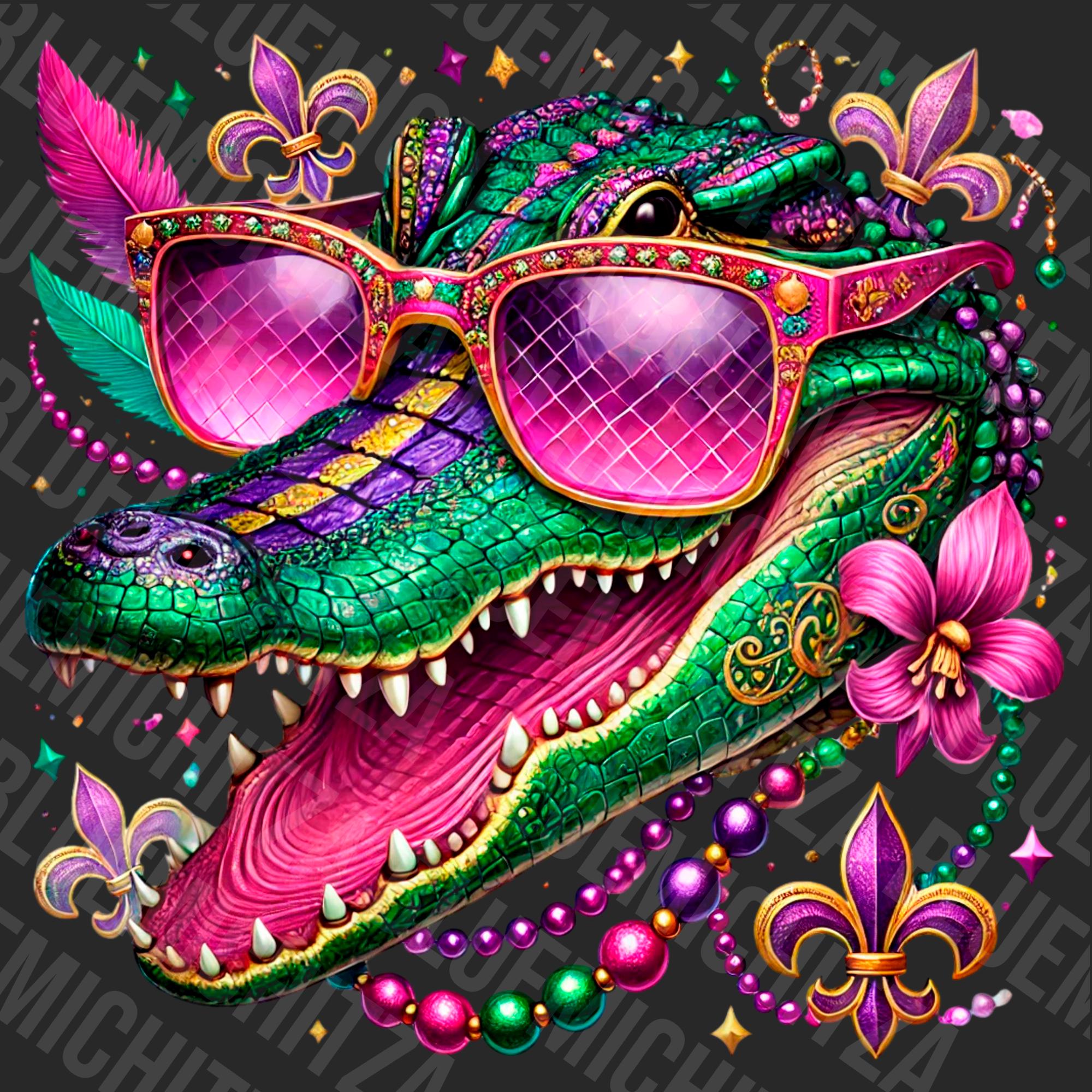Pink Coquette Mardi Gras Alligator Png, Mardi Gras Mask PNG, Pink ...