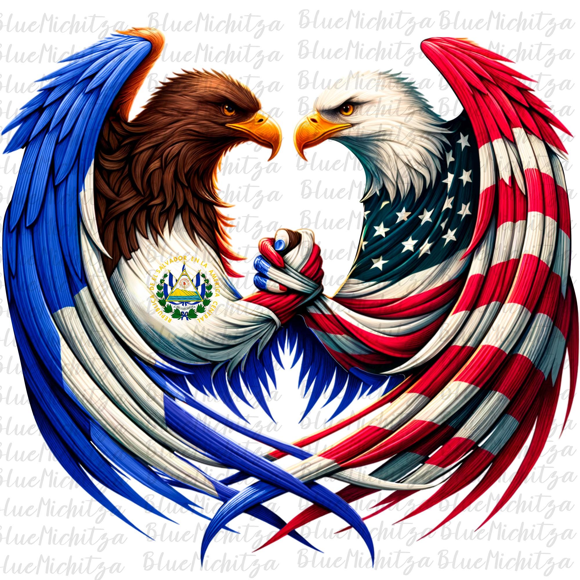 El Salvador USA Eagles Flags Salvadoran Flag Png Design File Download Png Salvadoreña Mexican ...