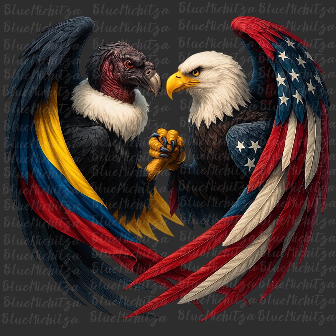 Colombia USA Eagles Condor Flags Colombianamerican Patriotic Colombia ...