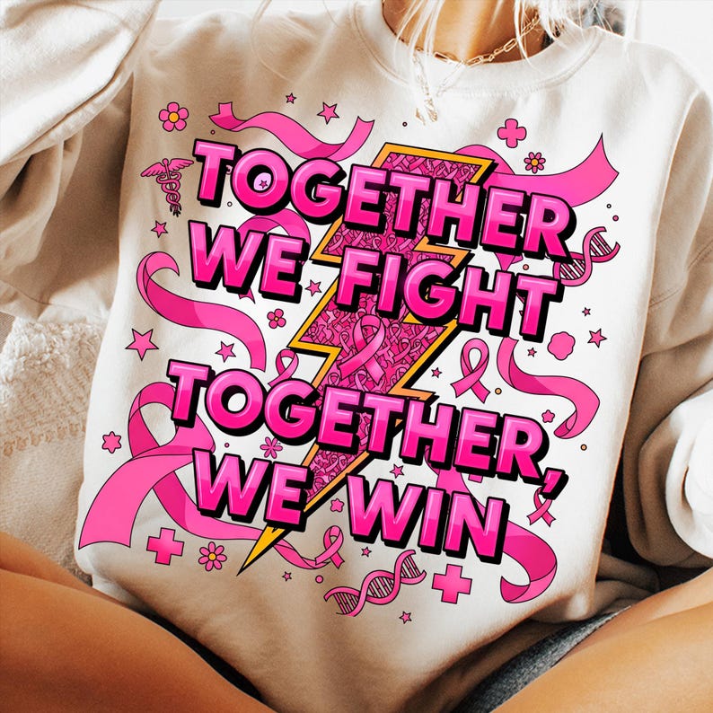 Preppy Breast Cancer We Fight Together Png in October We Wear Pink Png ...