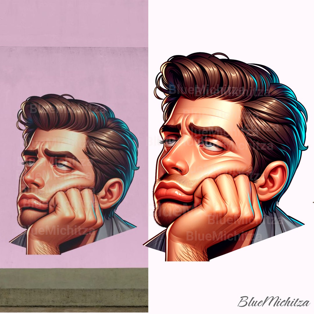 Pensive Man PNG for Sublimation, DTG Printing Perfect for T-shirts ...