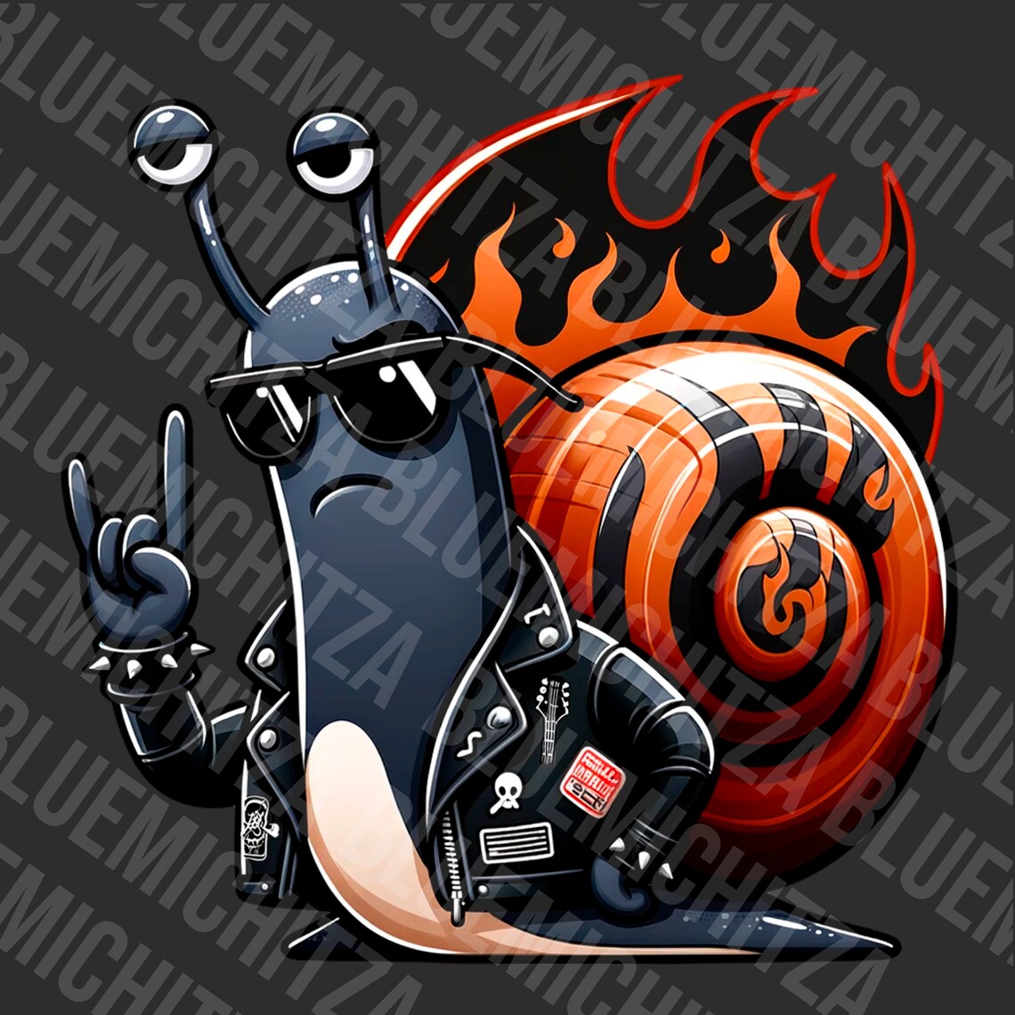 Punk Rock Snail PNG for Sublimation, DTG, DTF, T-shirts, Mugs, Fiery ...