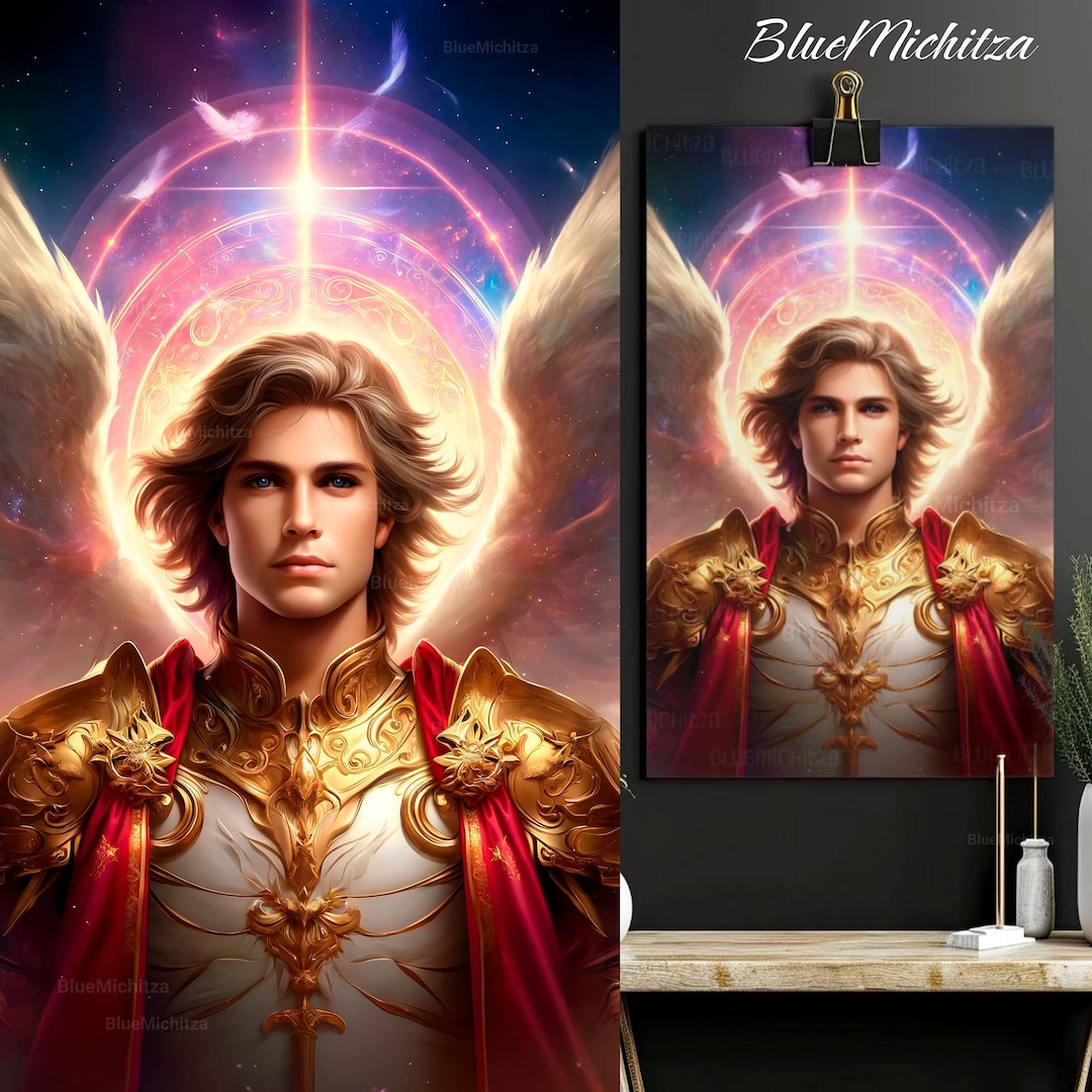 Archangel Uriel Wall Art Print. Guardian Divine Light and Protection ...