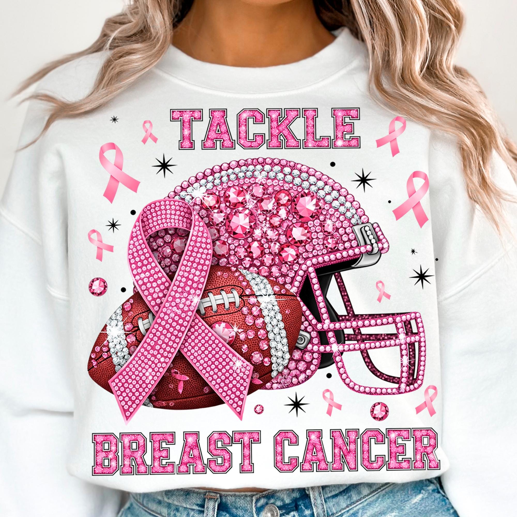 Gems Glitter Tackle Breat Cancer Png Football Pink Out Png Breast ...