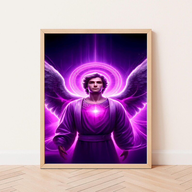 Archangel Zadkiel Art Divine Radiance Angel Prints Spiritual Decor ...