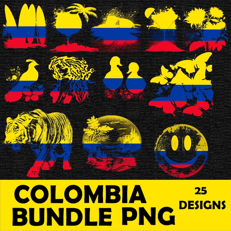 Popular Colombia PNG Cliparts Designs Bundle 25 Designs Patriotic ...
