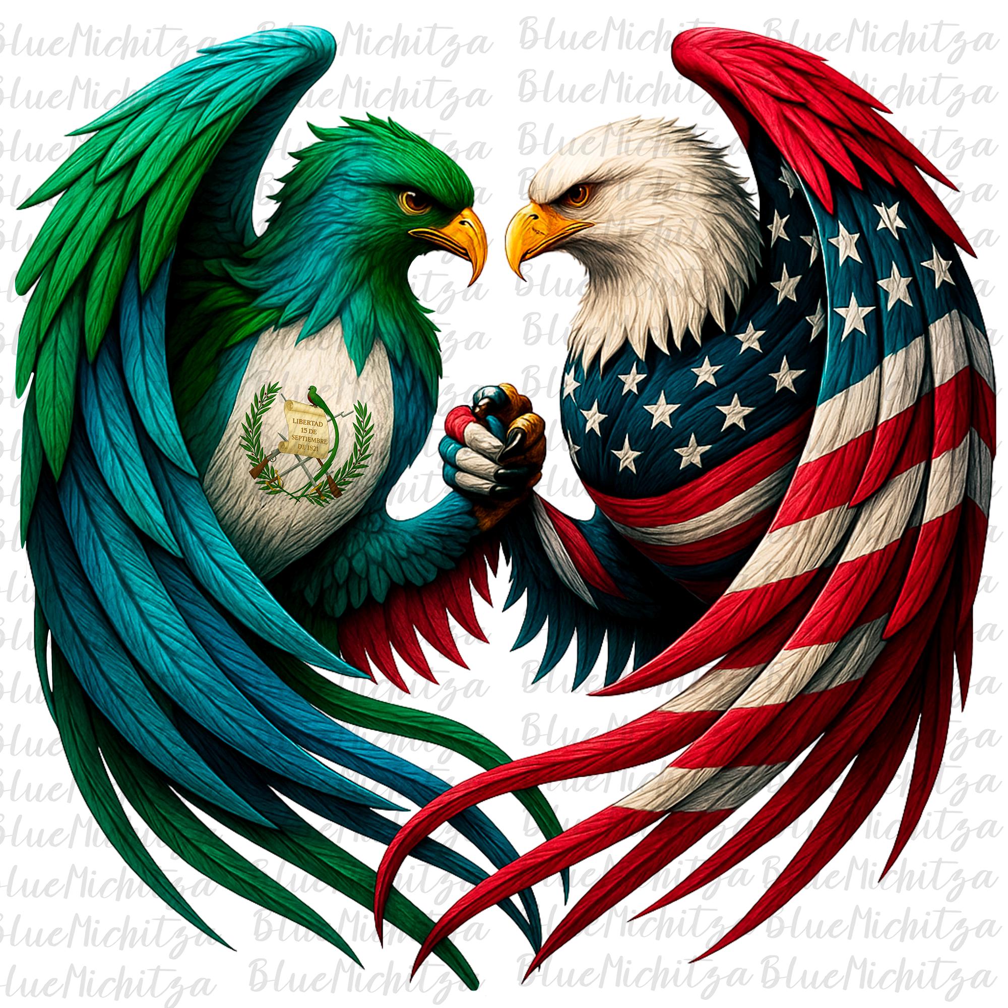 Guatemala Quetzal USA Eagle Flags Guatemalanamerican Patriotic Png ...