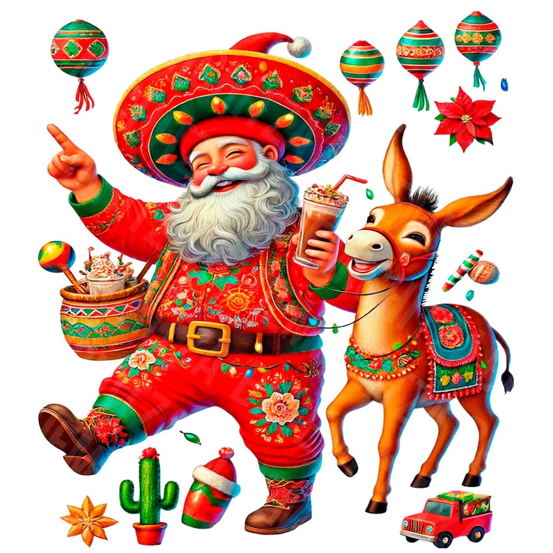 Mexican Christmas Png. Mexican Santa Png, Christmas Latina Png, Mexican ...