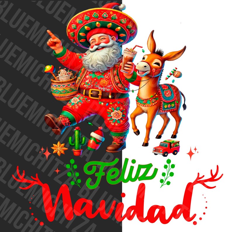 Mexican Christmas Png, Mexican Santa Png, Mexican Feliz Navidad Png ...