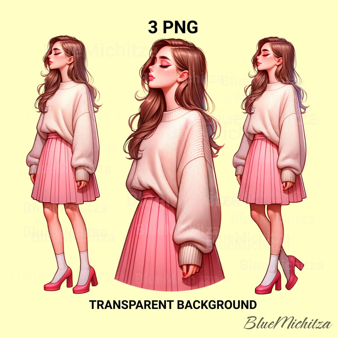 Stylish Female Fashion PNG Bundle for Sublimation, Set 3 Girly Avatar ...