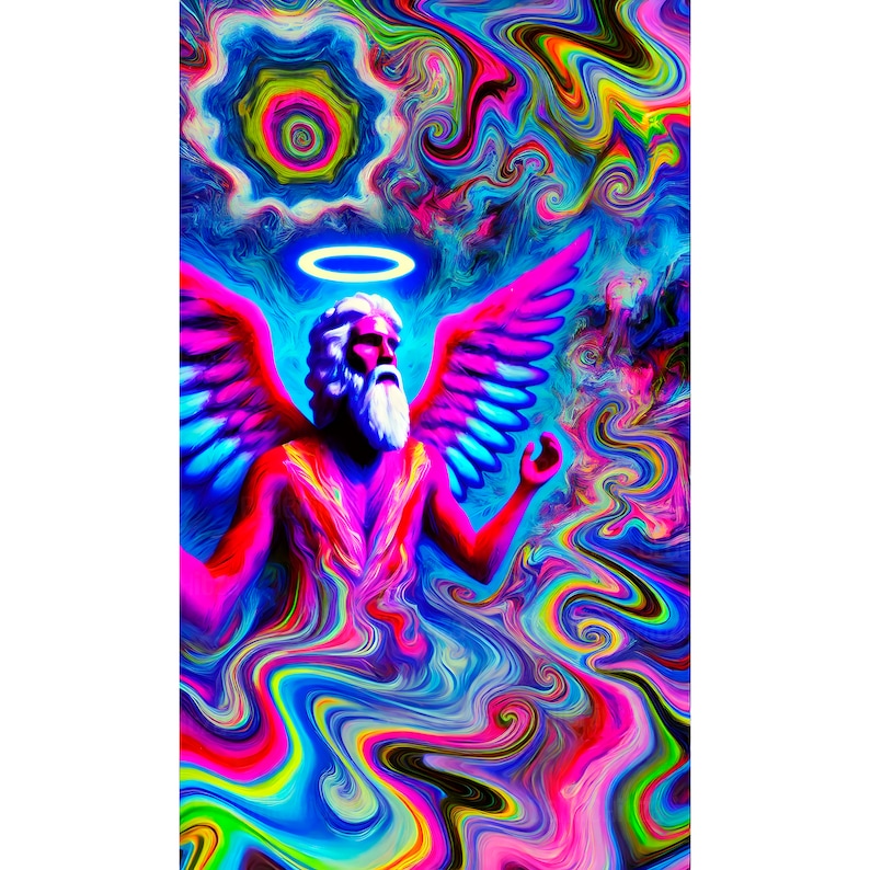 Archangel Uriel Wall Art, Art Print - Psychedelic Spiritual Wall Decor ...