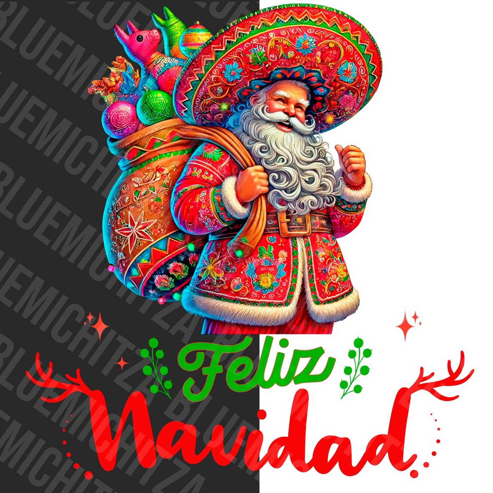 Mexican Christmas Png, Mexican Santa Png, Mexican Feliz Navidad Png ...