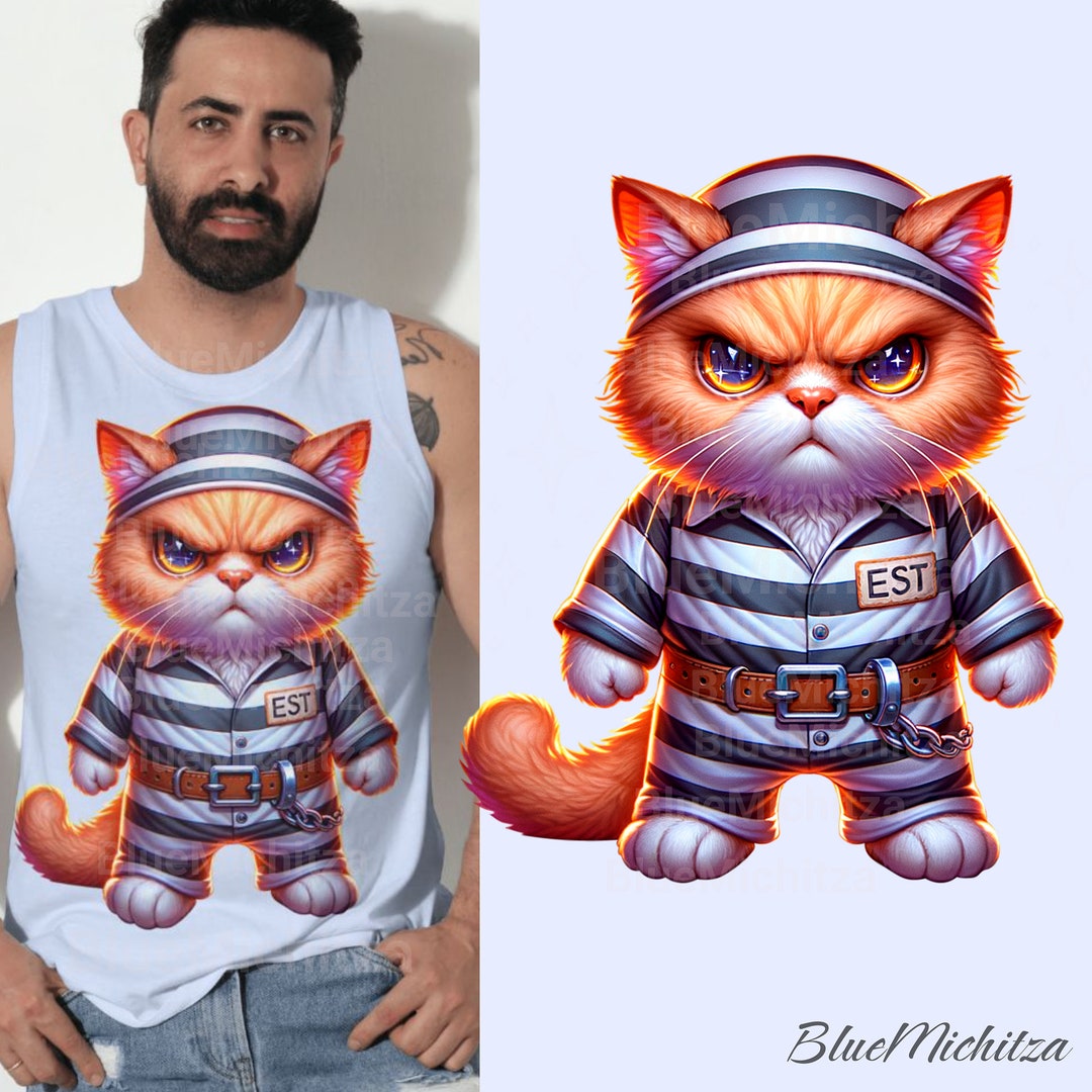 Grumpy, PNG, Jail, Playful Cat, Funny Cat, for Sublimation, Dtf, Dtg ...