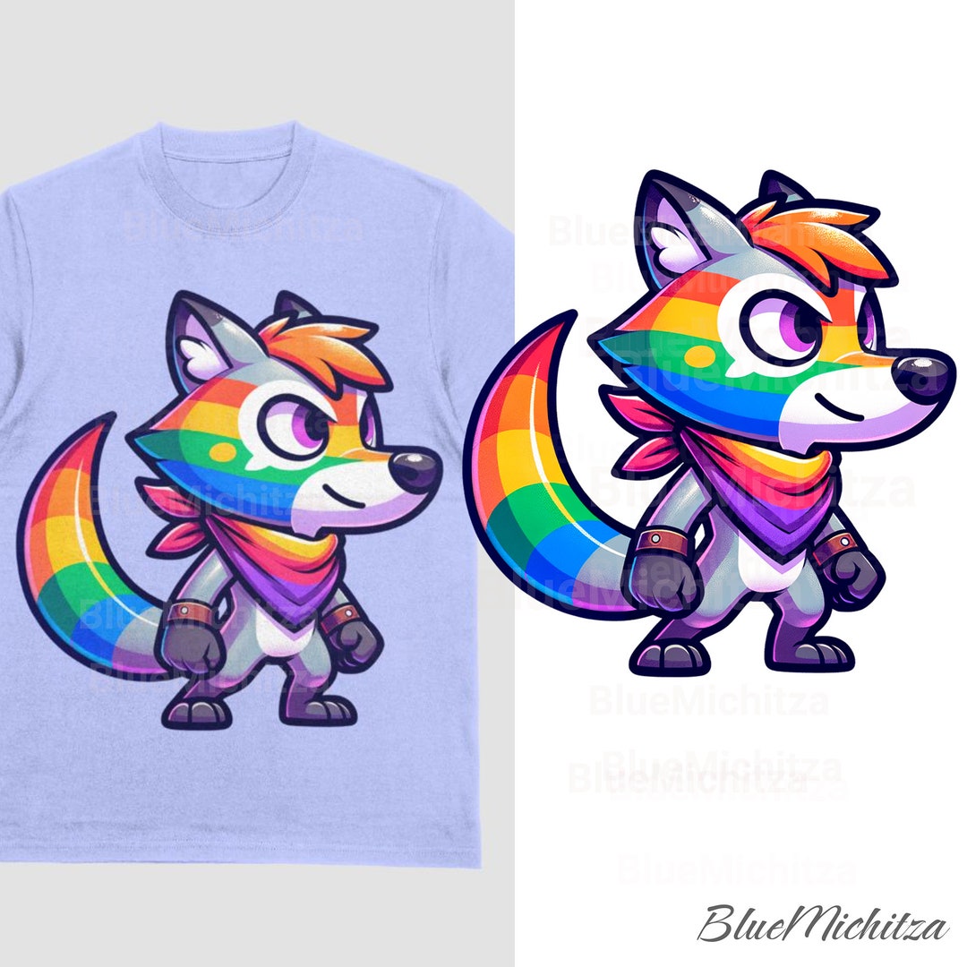 Rainbow Fox Clipart for Sublimation, DTG Printing High-res Cartoon ...
