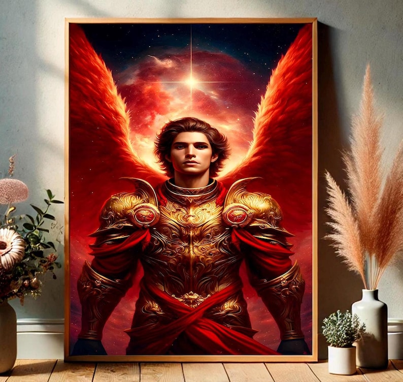 Archangel Uriel Wall Art, Celestial Protector and Light Bringer for ...