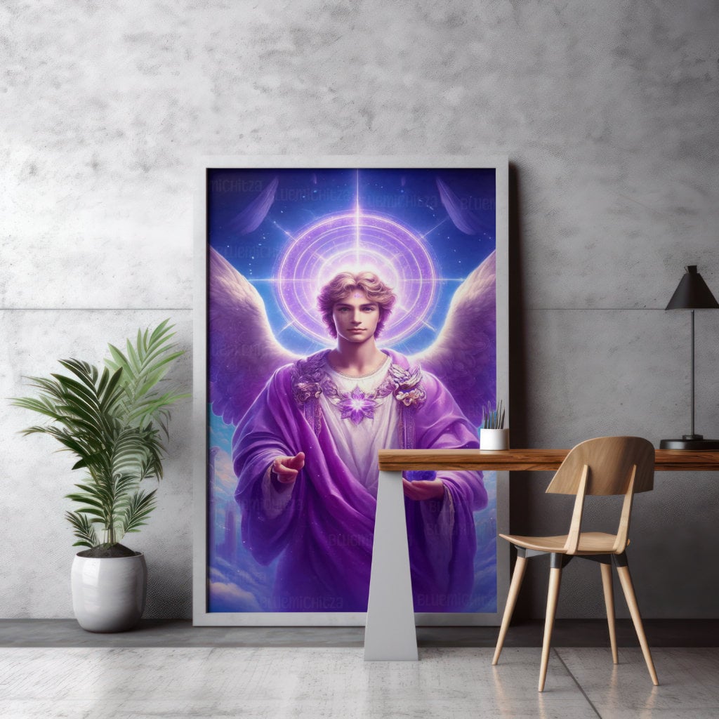 Archangel Metatron Wall Art, Celestial Angel With Sacred Geometry in ...