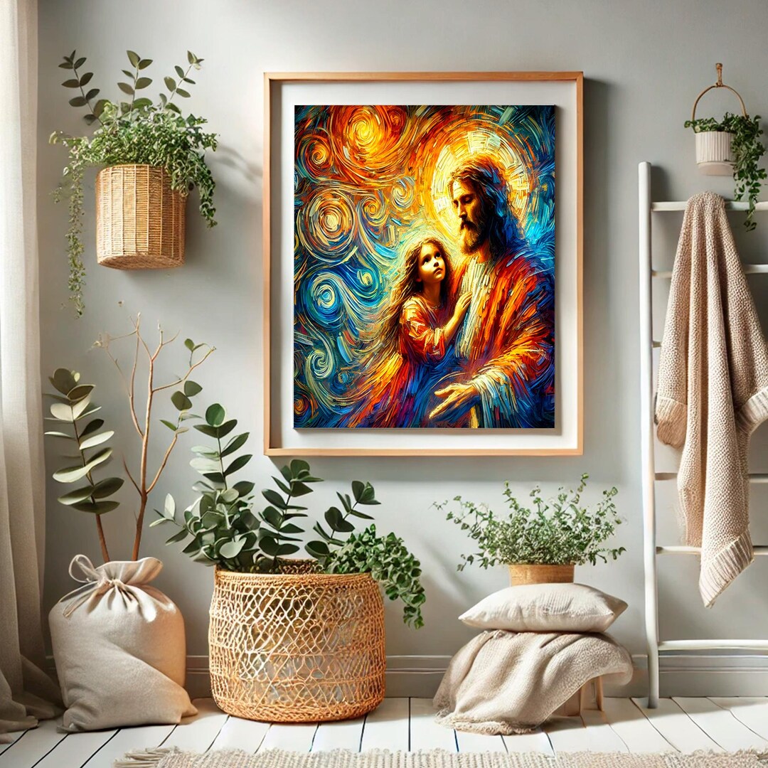 Jesus With Children Art, Jesus With Little Girl, Nursery Religious Art ...