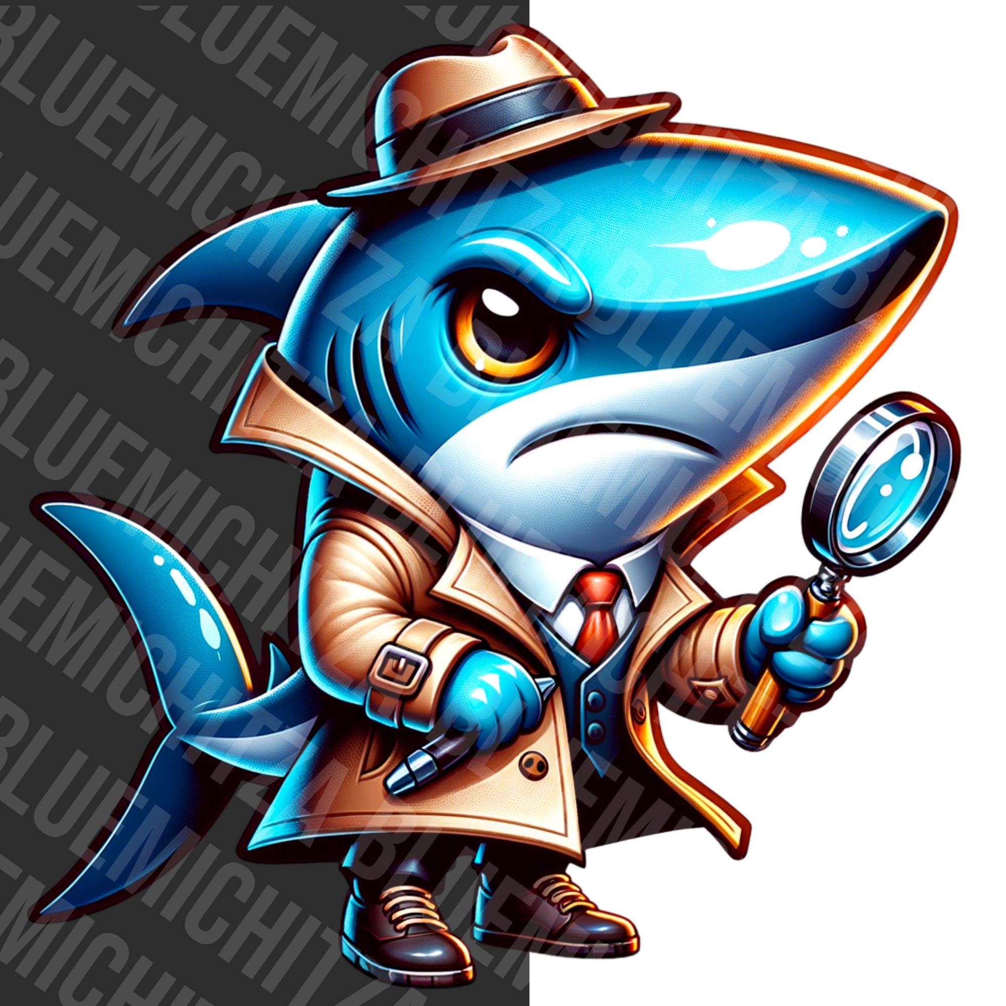 Professional Shark Detective PNG Sublimate, DTG Printing, Hd, Clipart ...