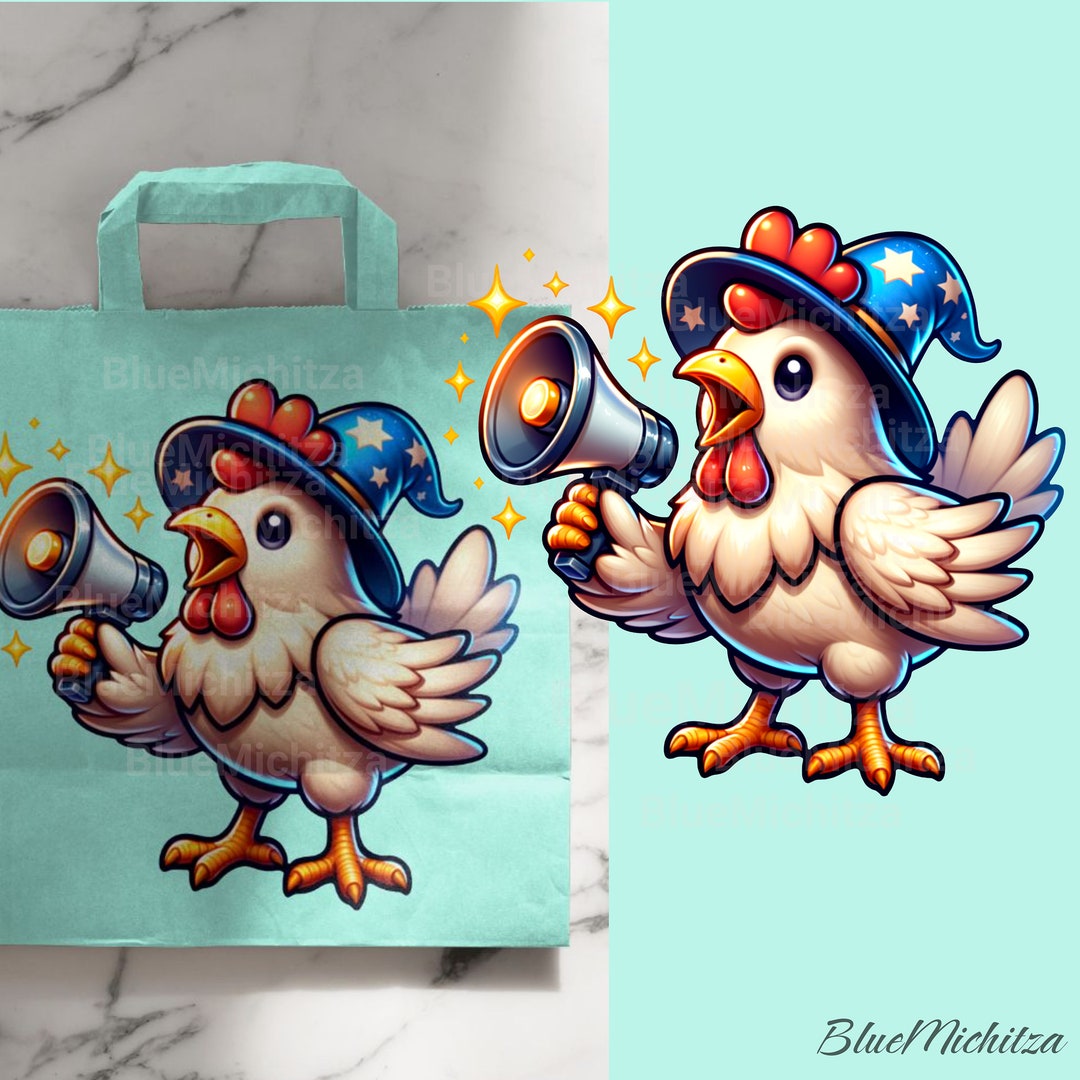 Wizard Chicken With Megaphone PNG for Sublimate, DTG Printing, for ...