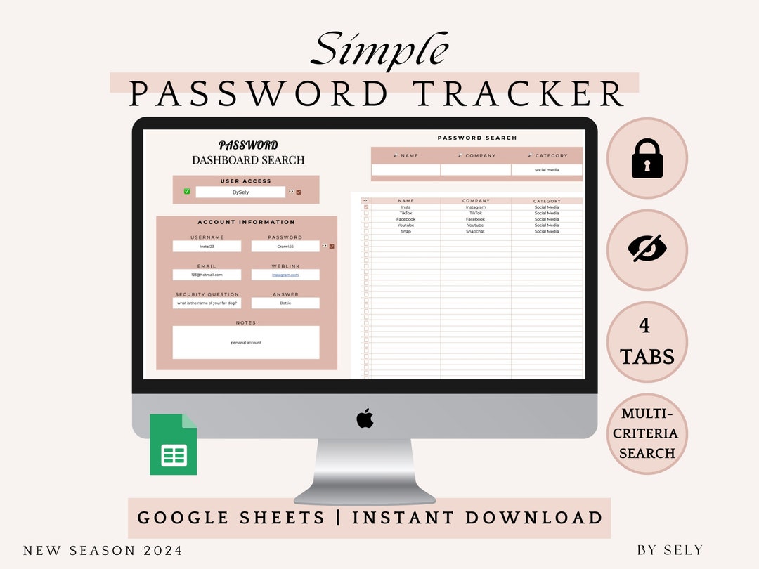 Password Tracker | Google Sheets | Account Password Book | Account ...