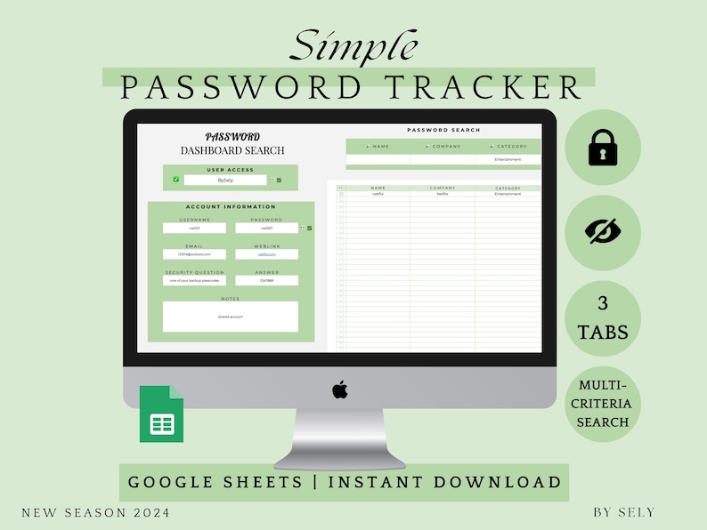 Password Tracker | Google Sheets | Account Password Book | Account ...