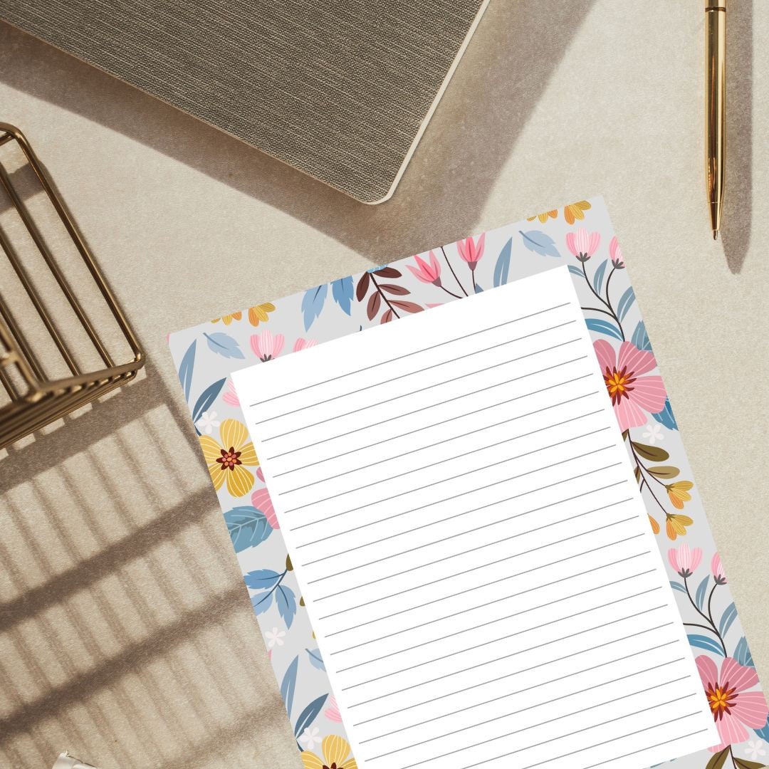 Floral Lined Paper, Printable Lined Paper, Letter Writing Paper ...