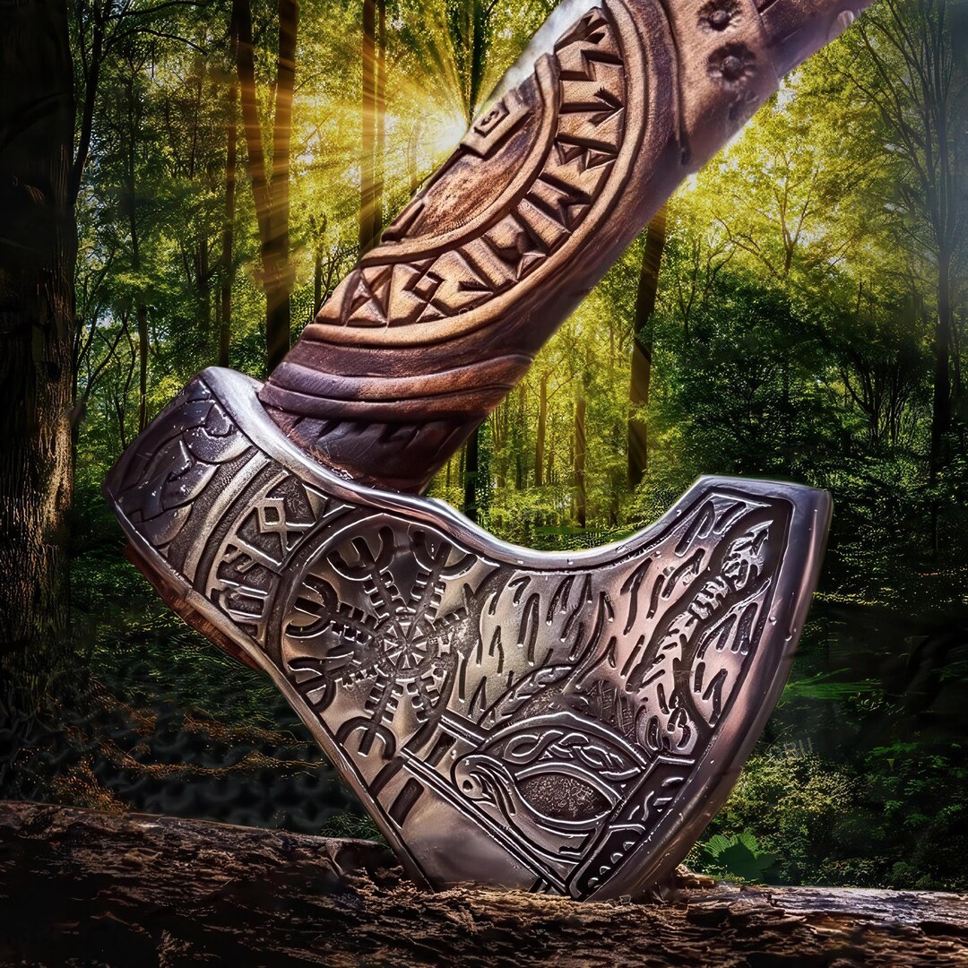 Personalized Viking Axe With Sheath, Viking Fan Gift Axe, Hand Forged ...