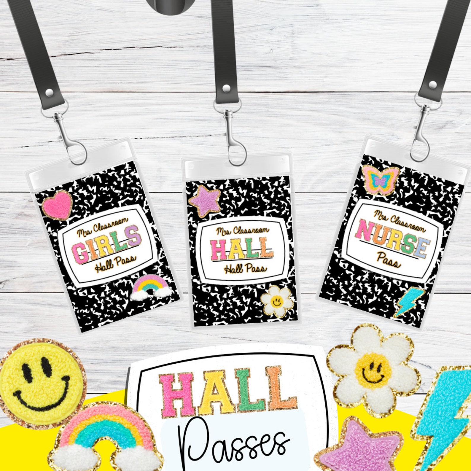 Hall Passes- Classroom - Composition Notebook, Groovy, Retro Decor - Etsy