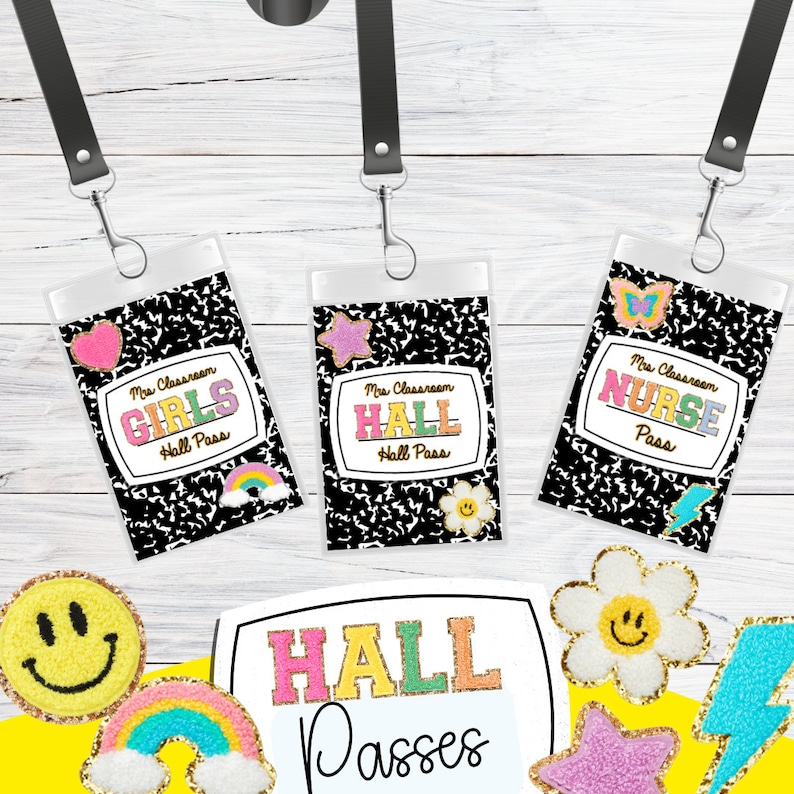 Hall Passes- Classroom - Composition Notebook, Groovy, Retro Decor - Etsy