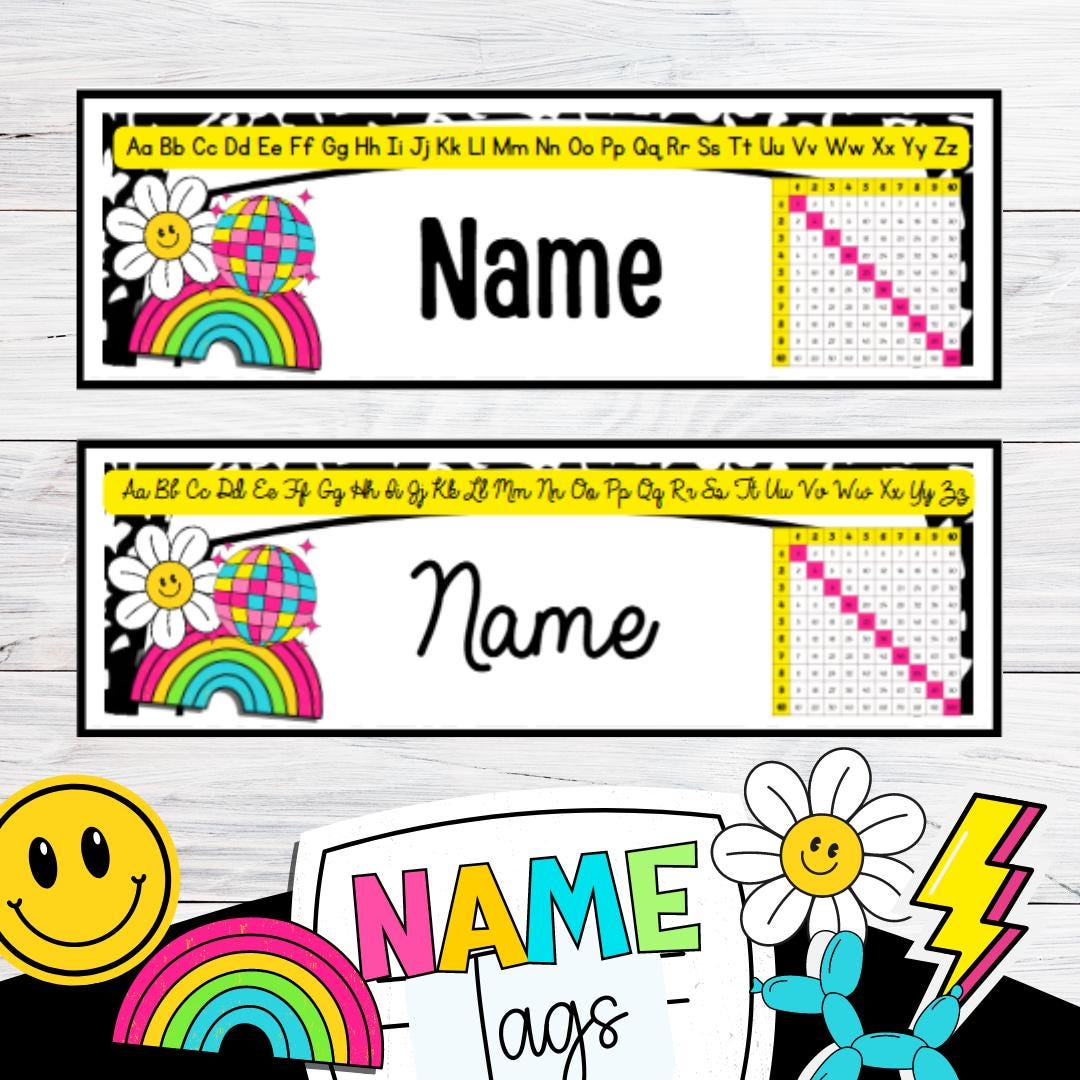 Classroom Decor | Desk Name Tags - Composition Notebook, Retro ...