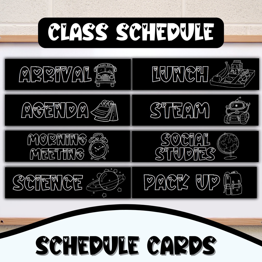 Classroom Schedule Cards - Black and White Theme - Etsy