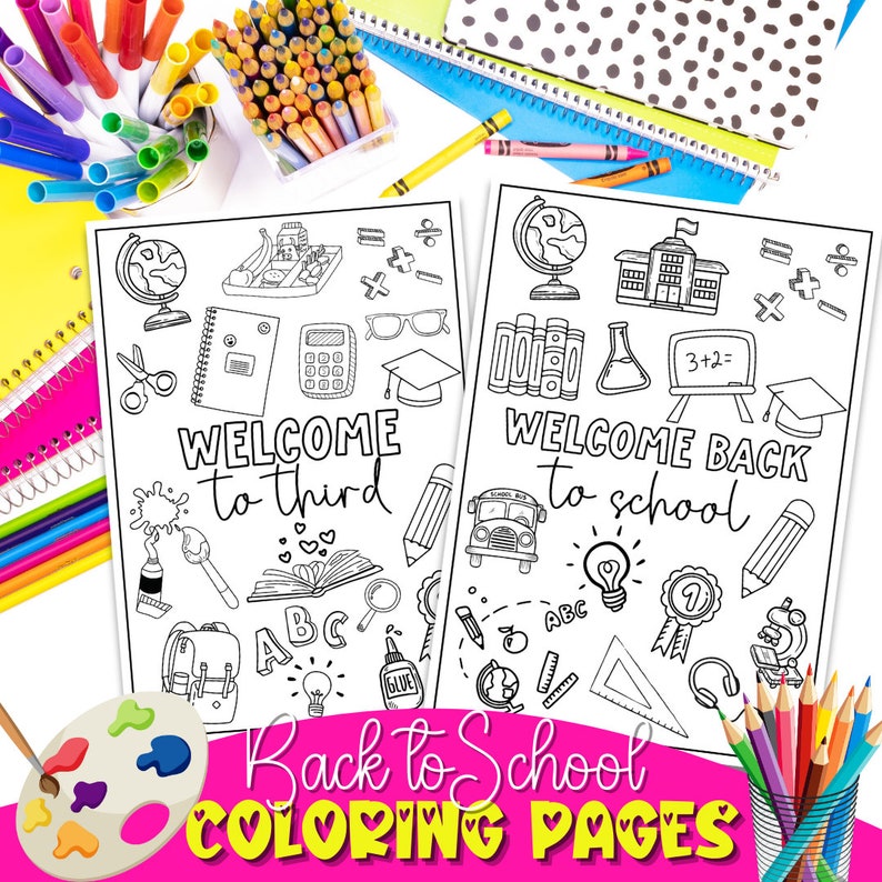Back to School- 20 Coloring Pages - Etsy