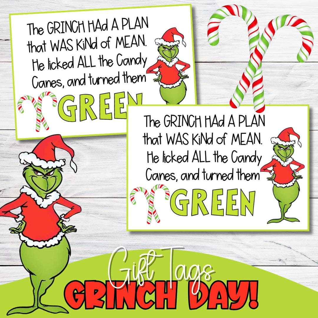Grinch Day- Candy Cane Note - Tag - Etsy