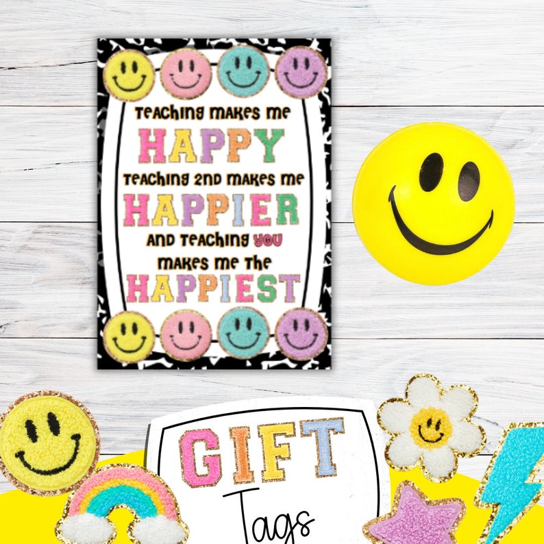 Back to School - Meet the Teacher Gift Tag | Smiley Faces, Composition ...