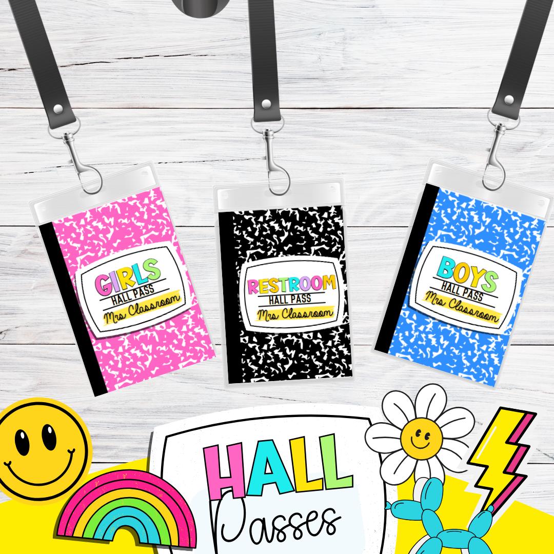 Hall Passes- Classroom - Composition Notebook, Groovy, Retro Decor - Etsy