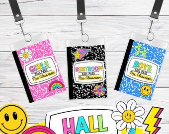 Hall Passes- Classroom - Composition Notebook, Groovy, Retro Decor - Etsy