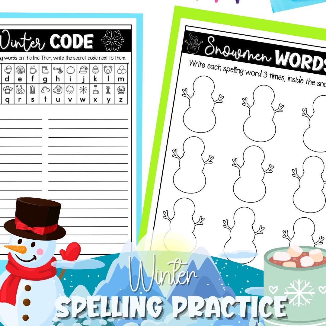 Práctica de ortografía: hojas de trabajo con temática de nieve e ...