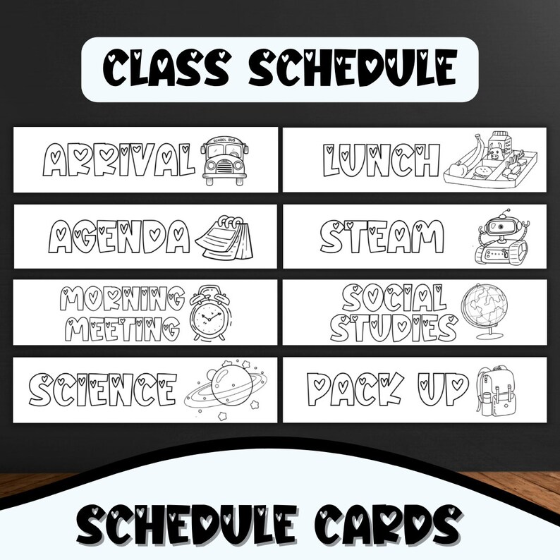 Classroom Schedule Cards - White Theme - Etsy