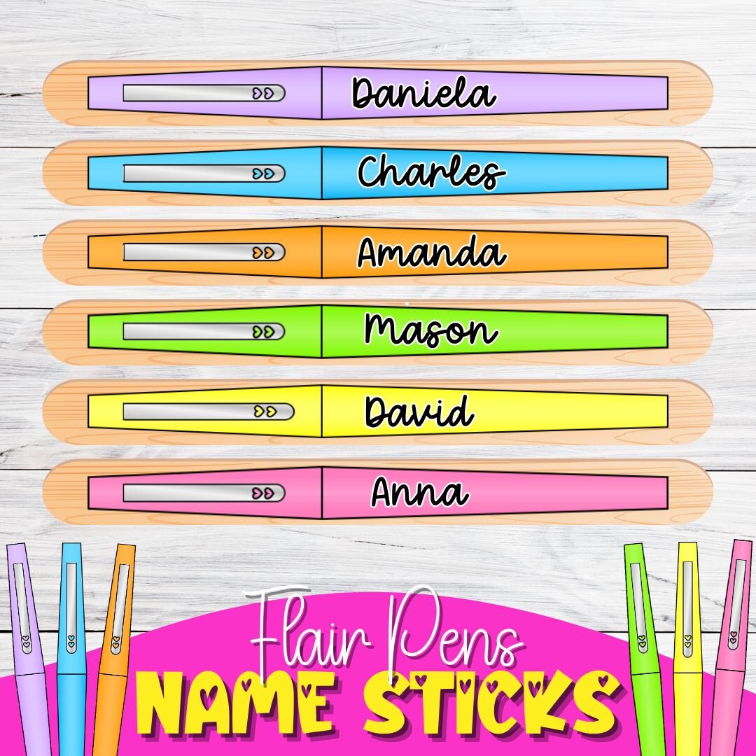 EDITABLE Name Sticks for Classroom Management- Flair Pens - Etsy