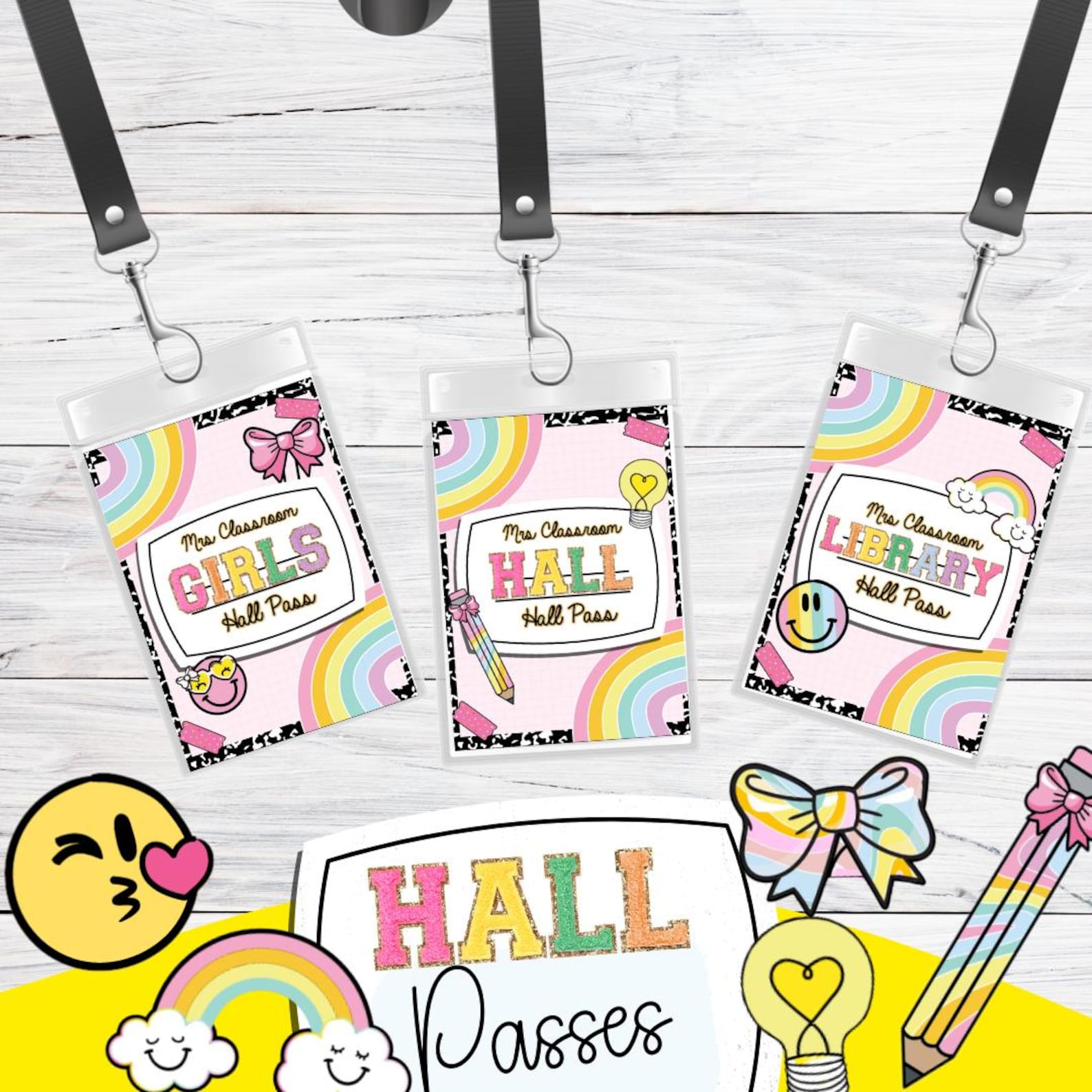 Hall Passes- Classroom - Composition Notebook, Rainbow, Emotions ...