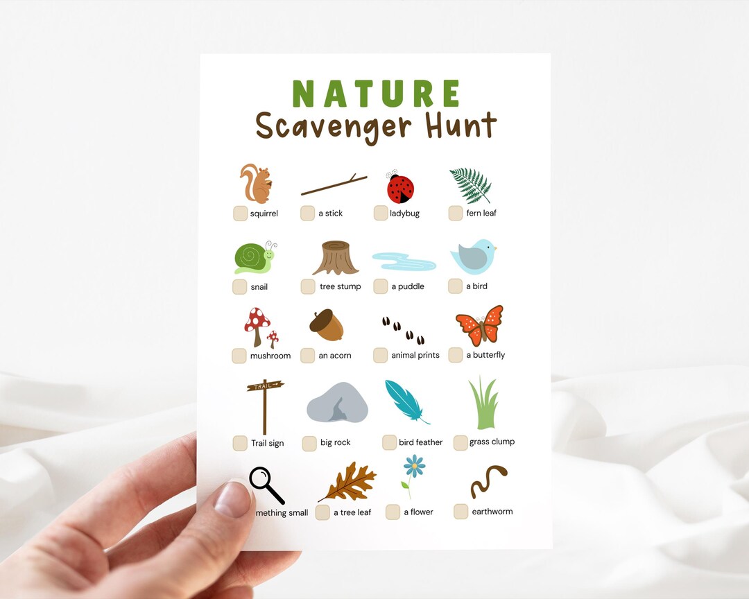 Nature Walk Scavenger Hunt Kids Summer Outdoor Seek and Find Activity ...