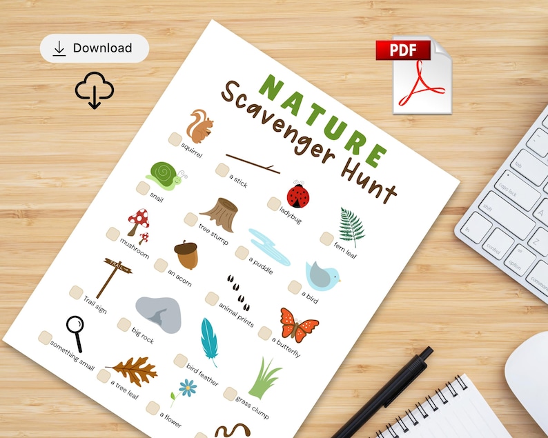 Nature Walk Scavenger Hunt Kids Summer Outdoor Seek and Find Activity ...